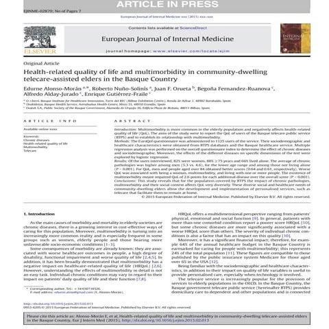 Health Related Quality Of Life And Multimorbidity In Community Dwelling