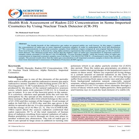 Health Risk Assessment of Radon-222 Concentration in Some Imported ...
