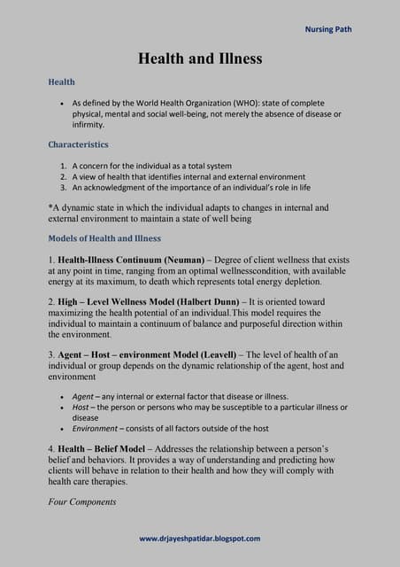 Concept of health and disease | PPTX