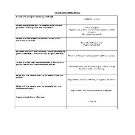 Health and safety form | DOCX