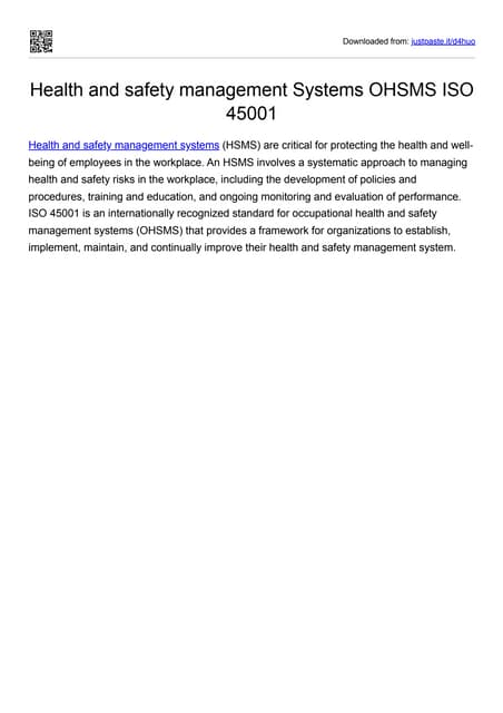 ISO 45001-2018 OHSM Training KBS Certification | PPTX