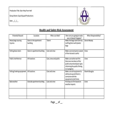 Risk Assessment - The Stairway from Hell | DOCX