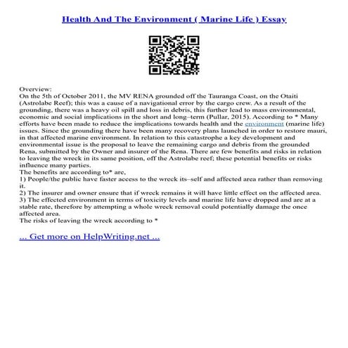 Health And The Environment ( Marine Life ) Essay | PDF