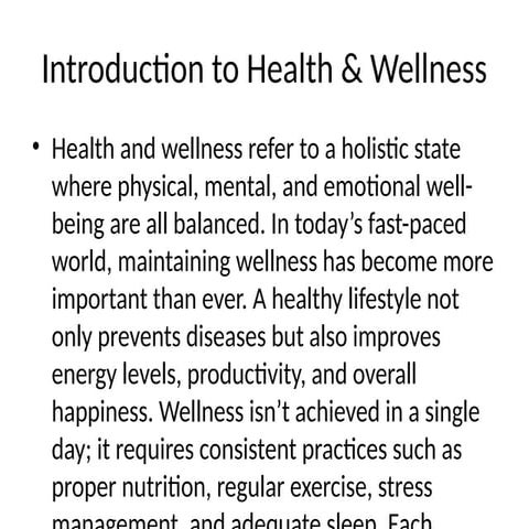 HEALTH AND WELLNESS | PPTX