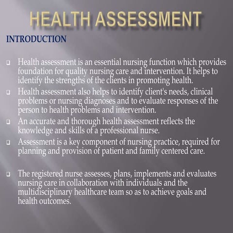 General survey for health assessment fundamental of nursing | PPTX
