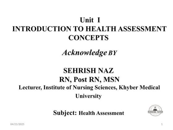 Nursing health assessment | PPTX | Medical Tests | Medical Health