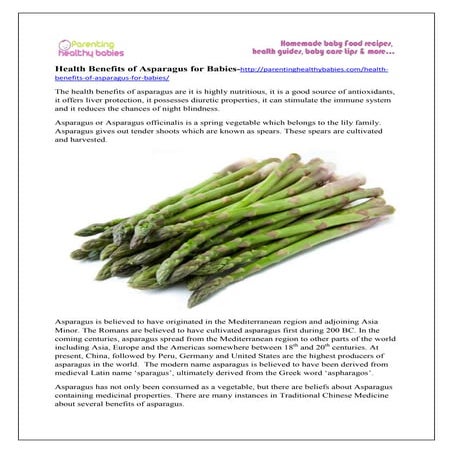 Health benefits of Asparagus for babies | DOCX