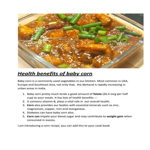 Health benefits of baby corn | PDF