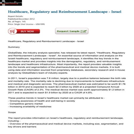 Healthcare, Regulatory and Reimbursement Landscape - Israel | PDF