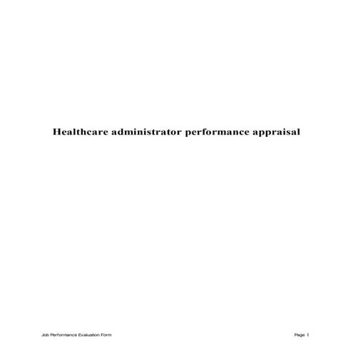 Healthcare Administrator Performance Appraisal Docx