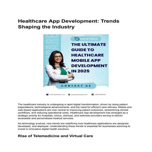 Healthcare App Development Guide for Modern Medical Services | PDF