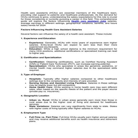 Health Care Assistant Jobs- A Comprehensive Guide to Salary ...