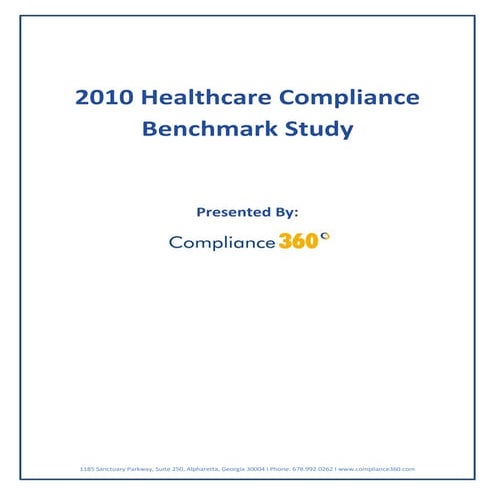 Healthcare Compliance Benchmark Study 2010 | PDF