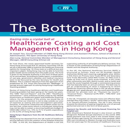 Healthcare Costing and Cost Management (CIMA Sept 2004) | PDF