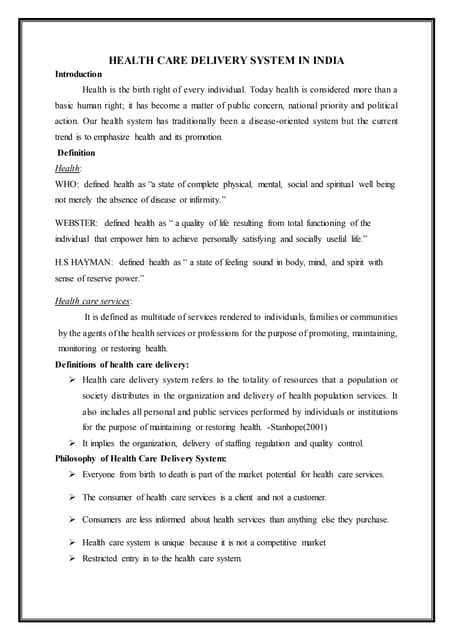 Health care delivery system national and state level ppt | PPT
