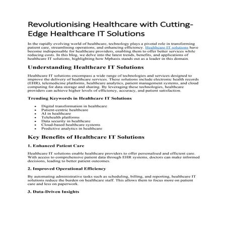 IoT for Smart Healthcare Solutions | PDF