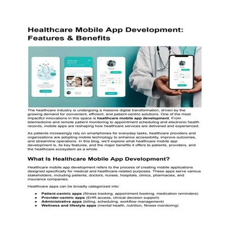 Healthcare Mobile App Development: Features & Benefits | PDF