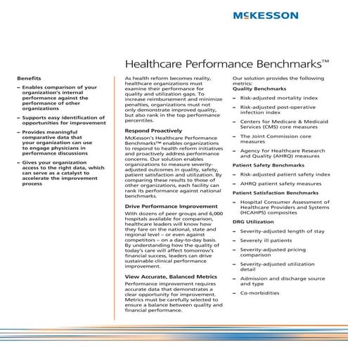 Healthcare Performance Benchmarks | PDF