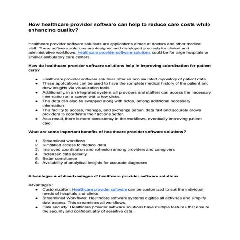 Healthcare Provider Software Solutions | PDF