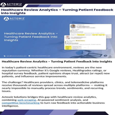 Healthcare Review Analytics – Transforming Patient Feedback into Action ...