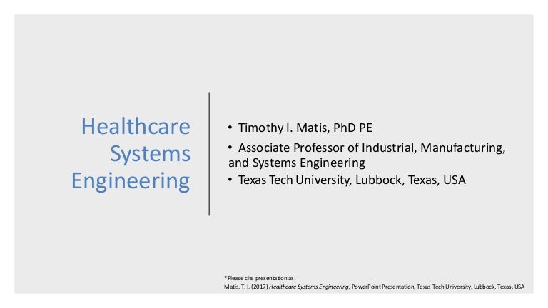 Healthcare Systems Engineering