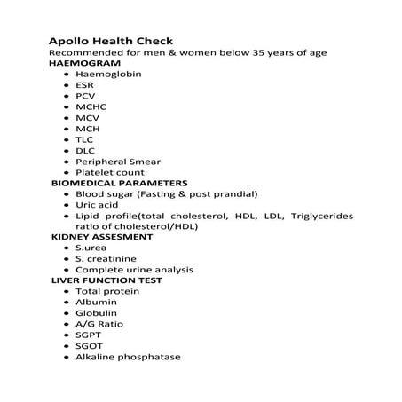 Health check ups | PDF | Heart and Cardiovascular Diseases | Diseases ...