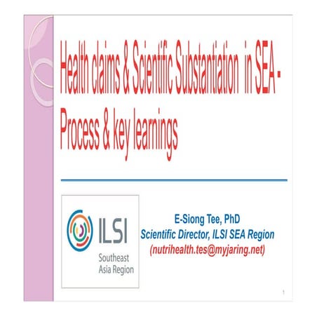 Health Claims and Scientific Substantiation in SEA_2015 | PDF | Healthy ...