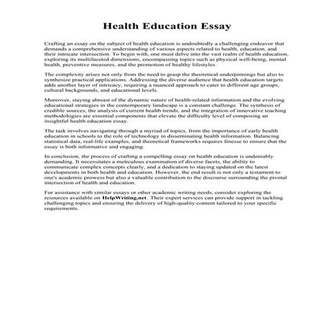 Health Education Essay.pdf | Education