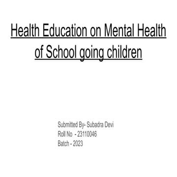 PPT on Mental Health of Students | PPTX