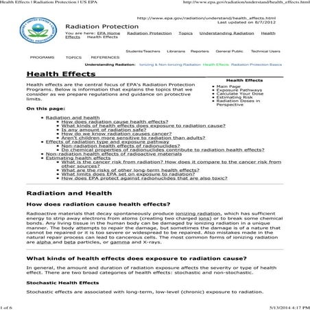 Health effects radiation protection us epa | PDF