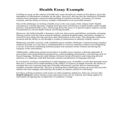 Health Essay Example | PDF
