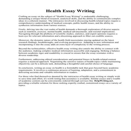 Health Essay Writing | PDF