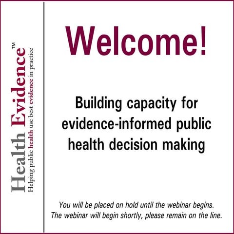 Building capacity for evidence-informed public health decision making | PPT
