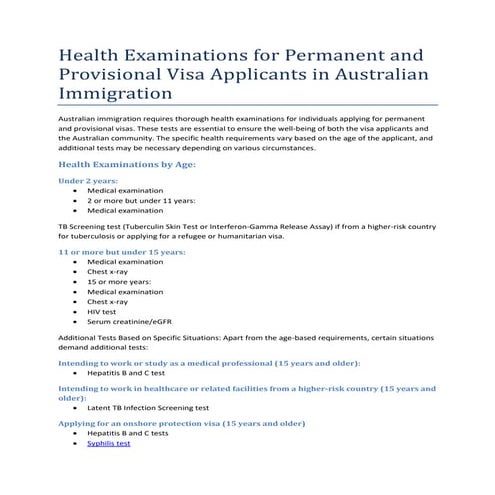 Health Examinations for Permanent and Provisional Visa Applicants in Australian Immigration.docx