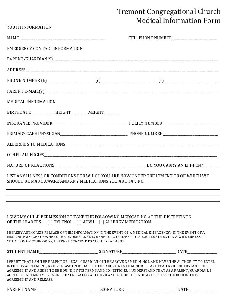 Health form