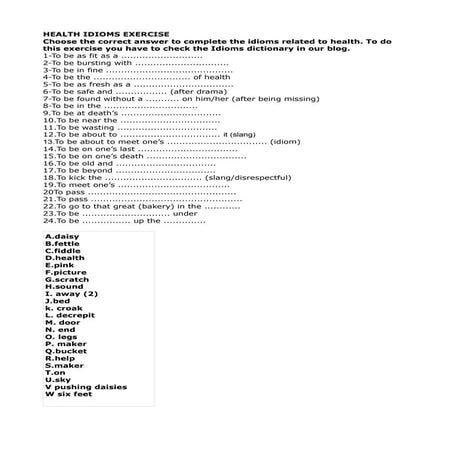 Health idioms | DOC