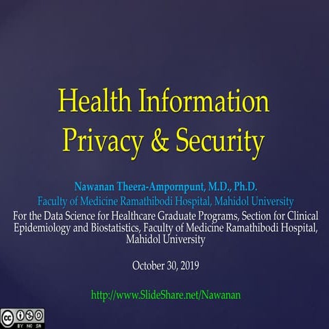 Health Information Privacy and Security (October 30, 2019) | PDF