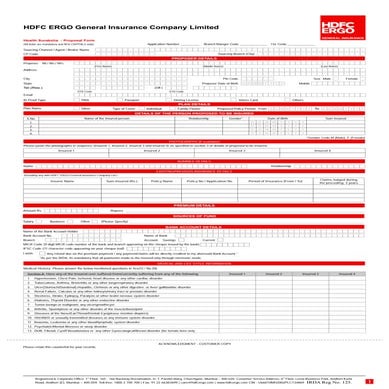 Health Insurance Proposal Form - HDFC ERGO | PDF