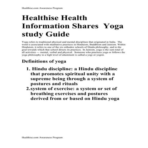 Healthise health information shares yoga study guide | DOC | Heart and ...