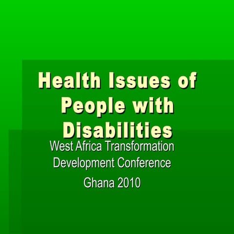 Health issues of people with disabilities | PPT