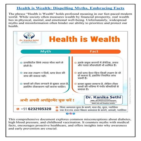 Health is Wealth: Dispelling Myths, Embracing Facts | PDF