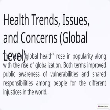 Grade 10 Health UNIT 3 health trends issues and concern Global level | PPTX