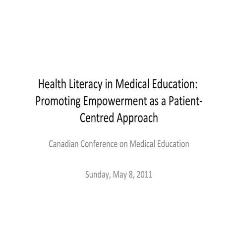 Health literacy in medical education | PPT