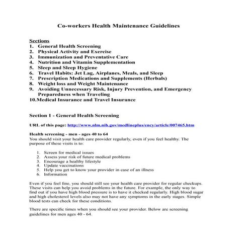 Health maintenance guidelines | PPTX