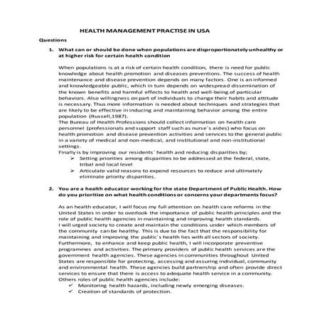 Health management practise in usa | PDF
