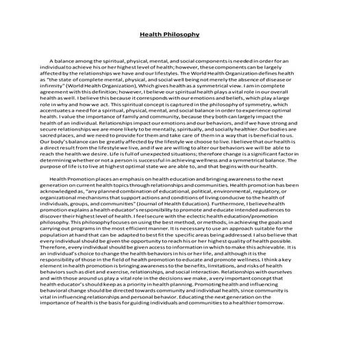 Health philosophy | DOCX