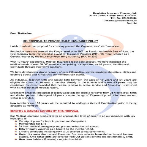 RESOLUTION INSURANCE HEALTH POLICY | PDF