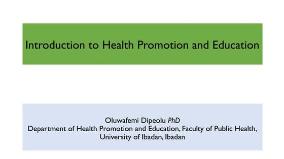 PRINCIPLES OF HEALTH PROMOTION AND HEALTH EDUCATION.pptx | Healthy Living
