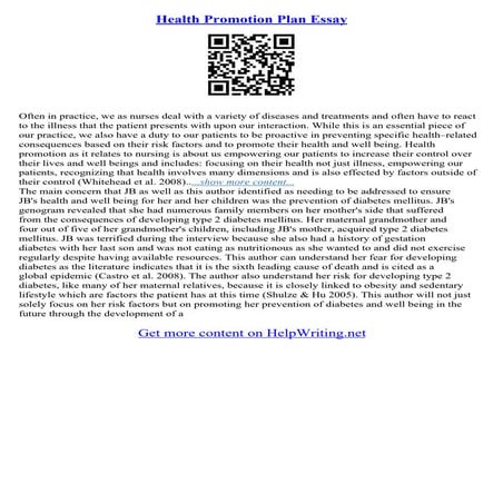 Health Promotion Essays | PDF
