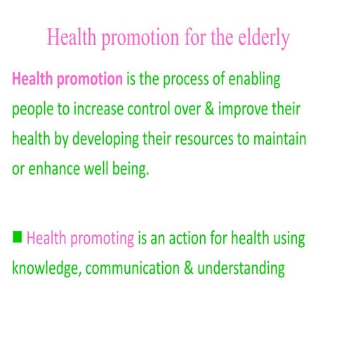 Health promotion for elderly | PPT